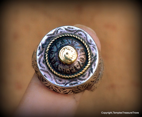 Antique Middle Eastern Sterling Tribal Ring~Size 8 Ev… - Gem
