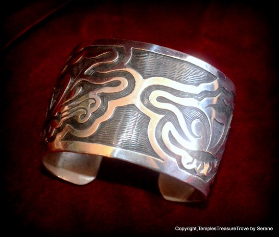 92 Grams Navajo Cuff~950 Silver Double Butterfly Over… - Gem