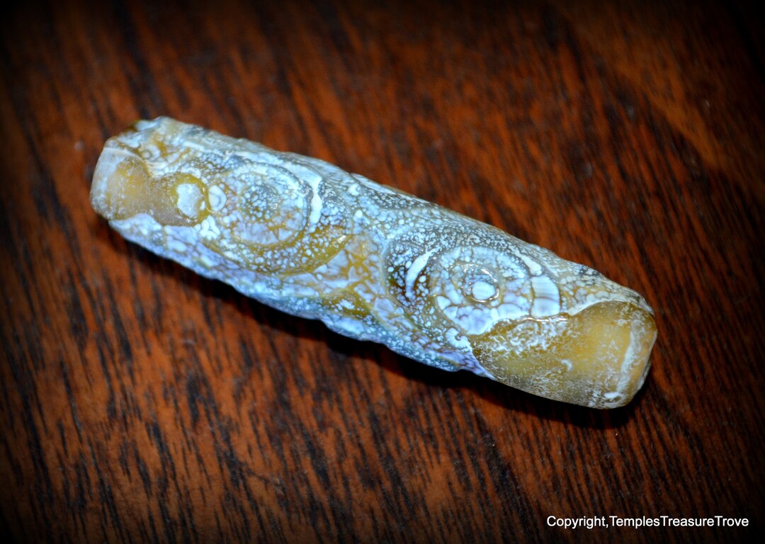 Six Dragon Eyes Dzi Agate Bead~spiritual Amulet~sacred Om Dzi Bead ...