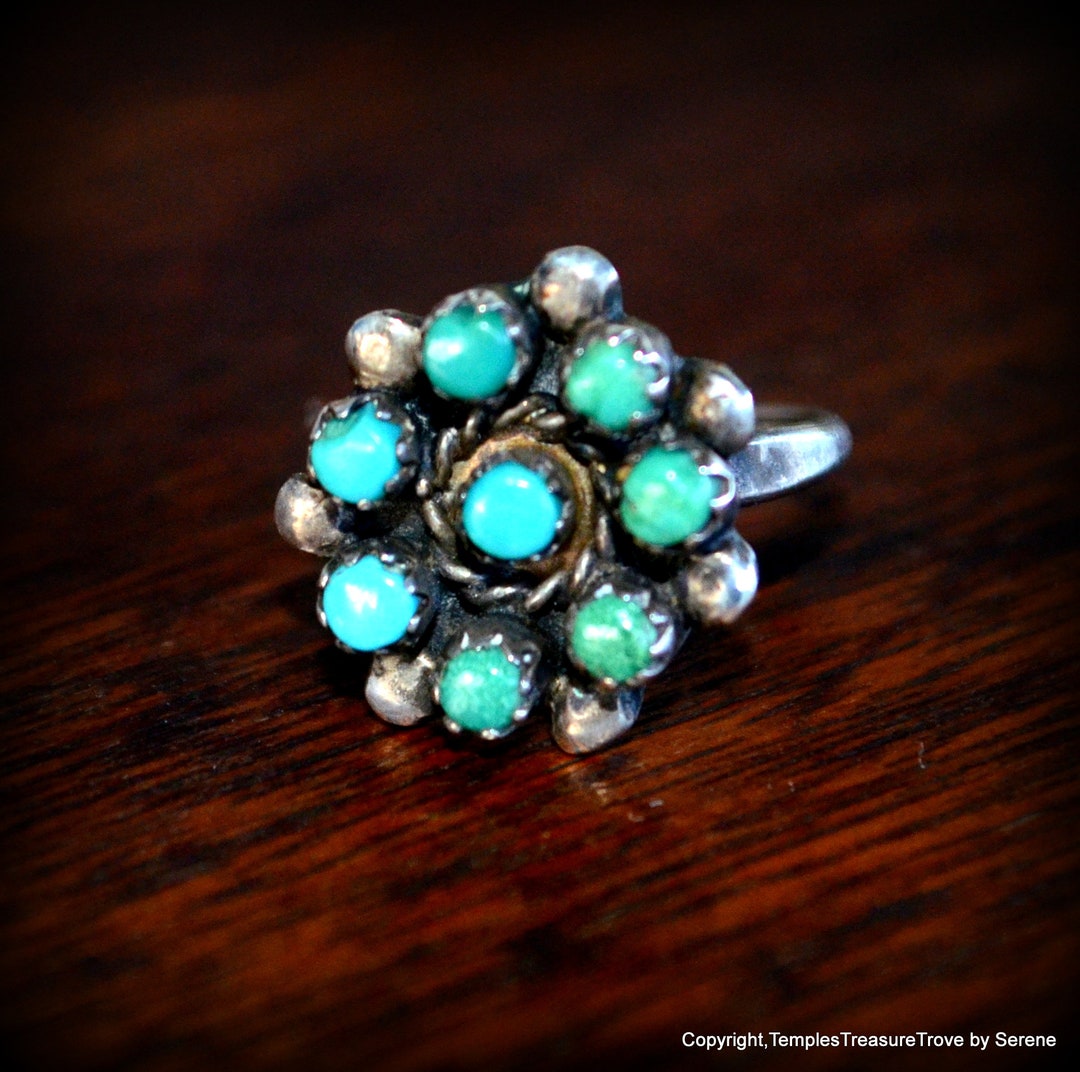 Old Pawn Turquoise Snake Eyes Ring~turquoise and Sterling Snake Eyes ...
