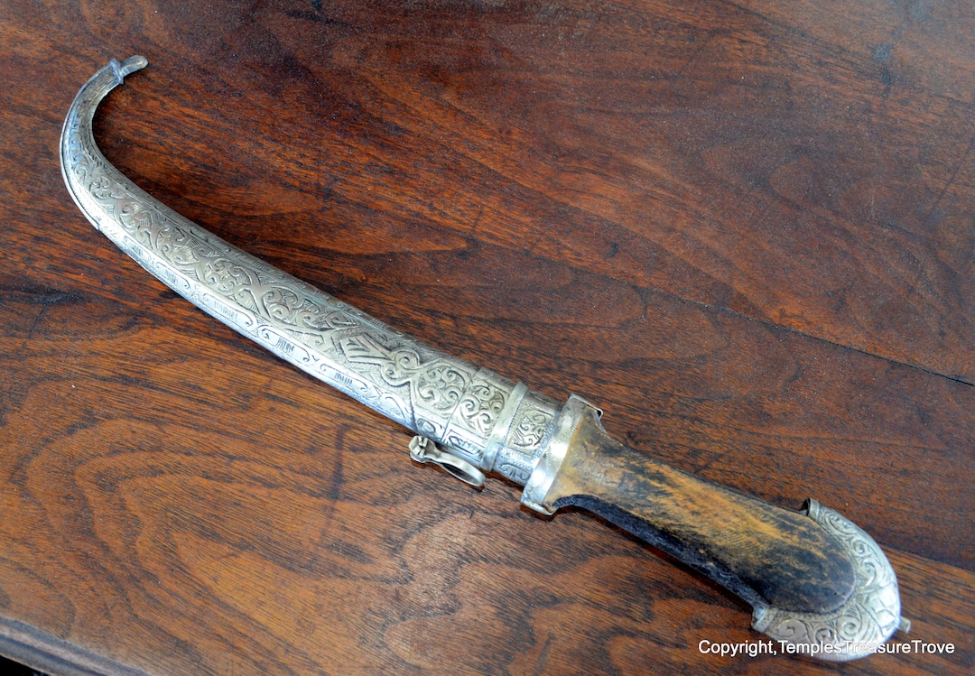 Ornate Ceremonial Berber Dagger Wood and Silver~handmade Berber Knife ...