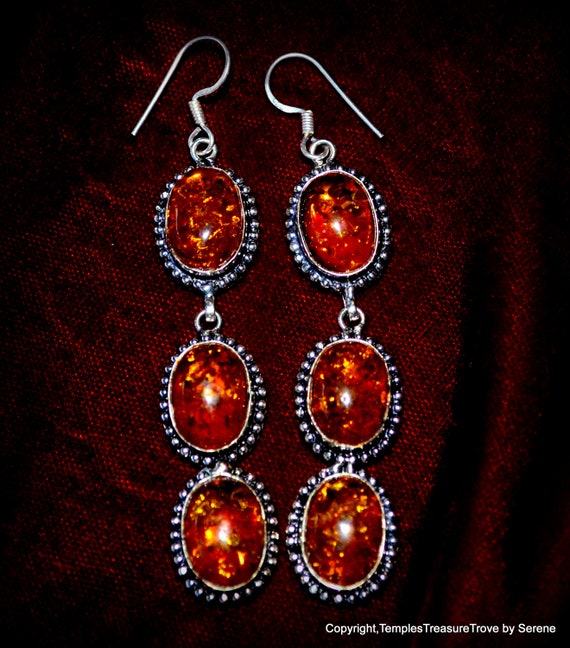 Baltic Honey Amber and 925 Earrings~Sun Spangle Dangl… - Gem