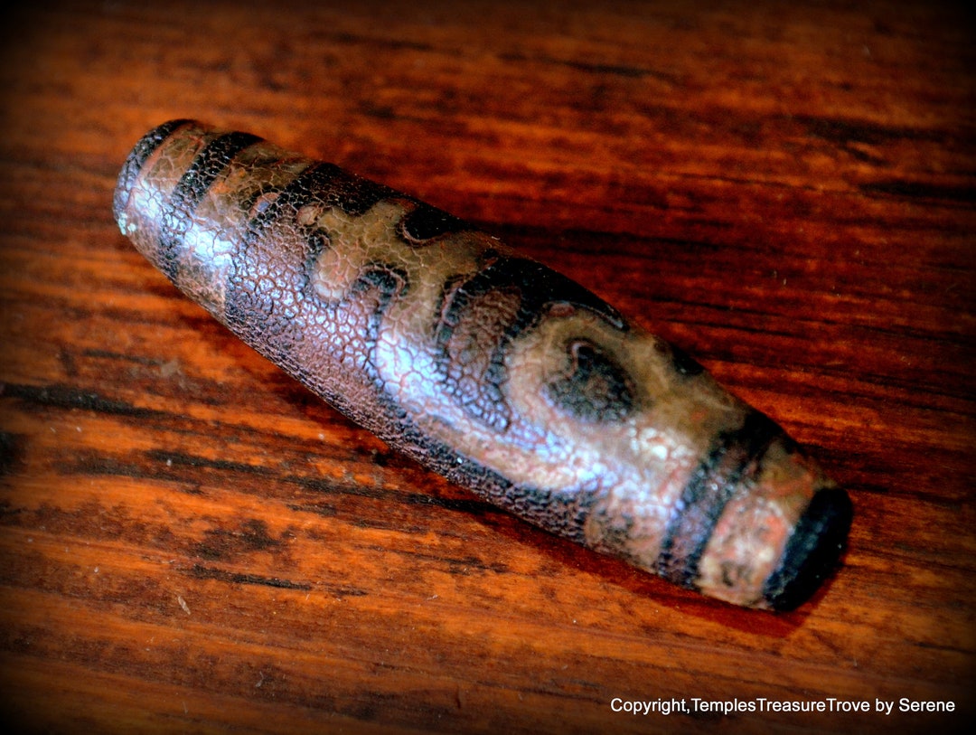 Double Treasure Bottle Dzi Bead~treasure Vase Tibetan Dzi Bead~dragon Skin Dzi~wealth and ...