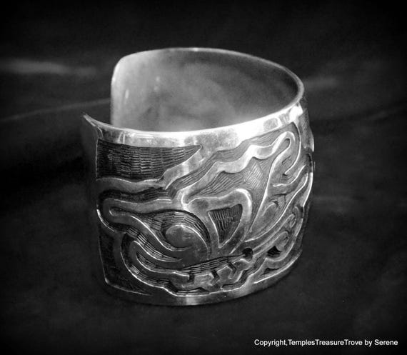 92 Grams Navajo Cuff~950 Silver Double Butterfly Over… - Gem