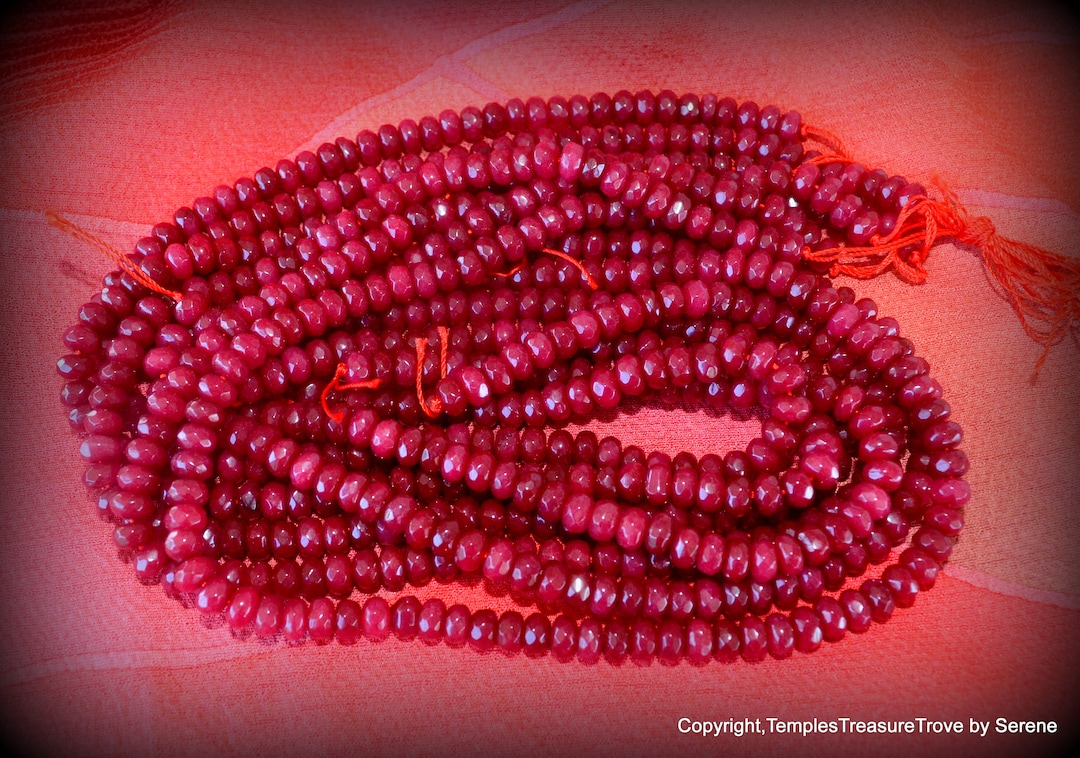 Gorgeous Natural Ruby Bead Strands~july Birthstone~6mm X 4mm Ruby Bead ...