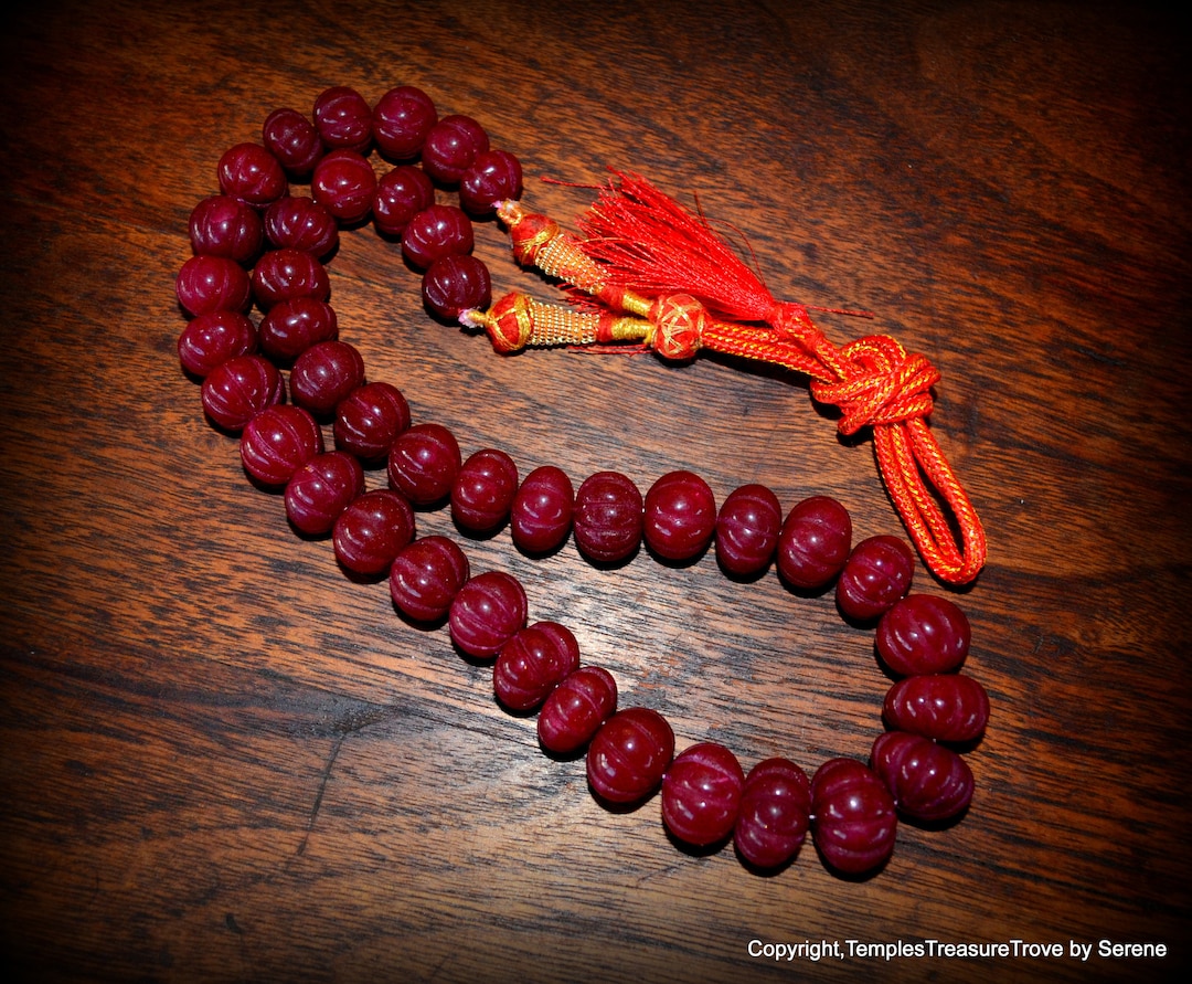720carat Carved Melon Ruby Bead Strandjuly Birthstoneruby Melon Beads ...