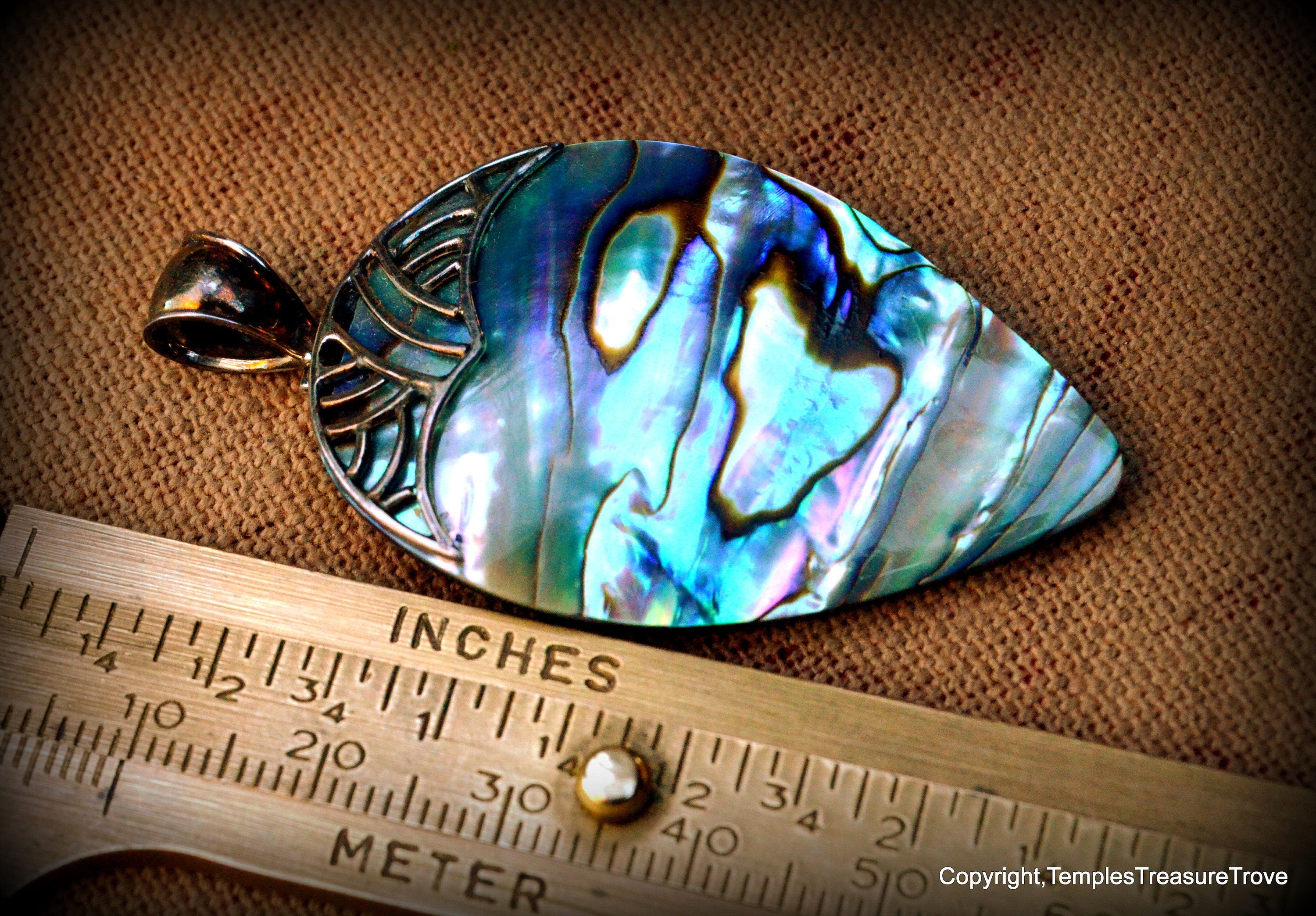 Sterling and Iridescent Paua Shell Pendant/paua Shell and 925 | Etsy