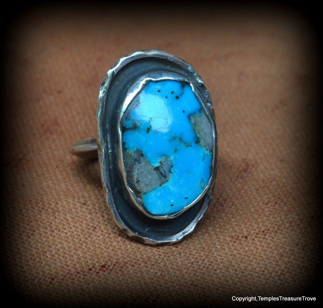 Old Pawn Navajo Sterling and Turquoise Ring/morenci Turquoise Sterling ...