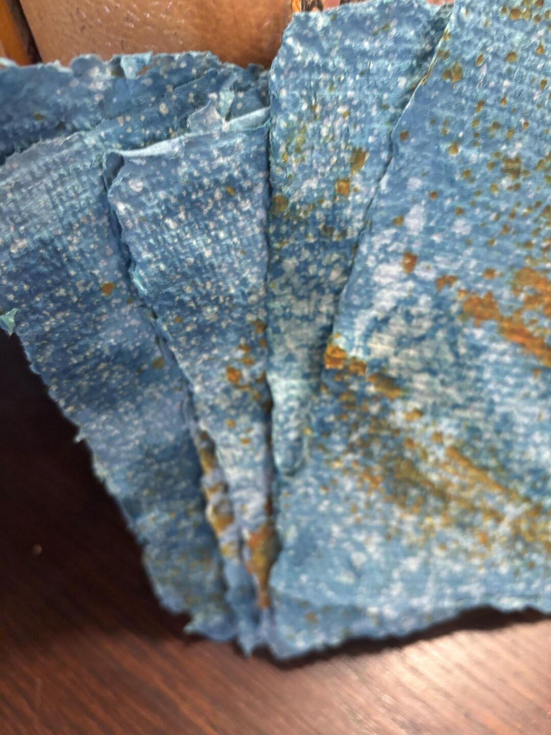 Handmade Recycled Paper , Cotton Rag , Graffiti Blue Textured Deckled ...