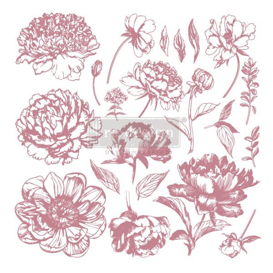 REDESIGN Linear Floral Stamp Redesign With Prima Clearly Aligned Decor ...