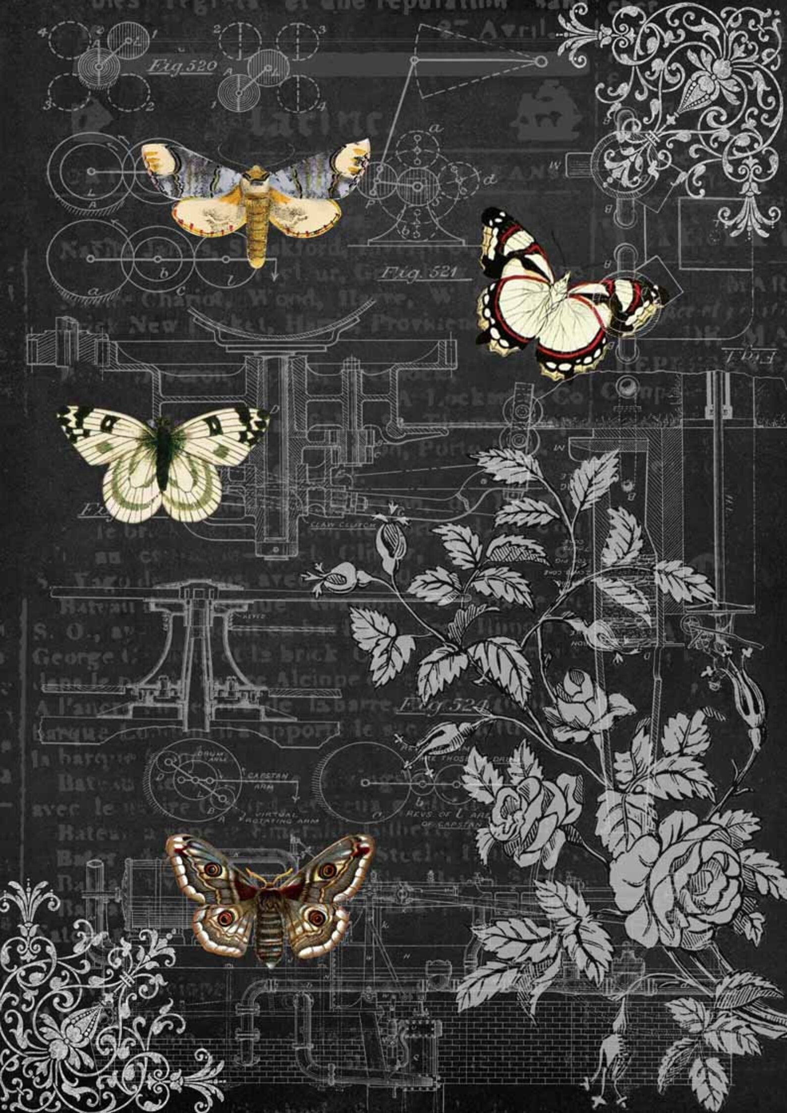 Decoupage Queen Mechanical Butterflies 11 A4 Rice Paper for - Etsy