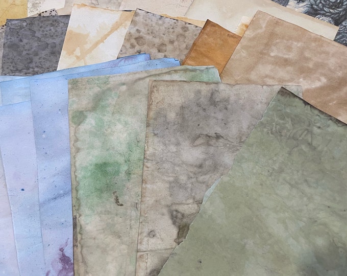 Hand Dyed Assortment Half Sheets Junk Journal Paper - Boiled Book Paper ...