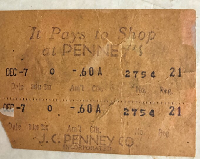Vintage Sales Receipt Jcpenny Approx 1954. 3.5x2.5- Junk Journal ...
