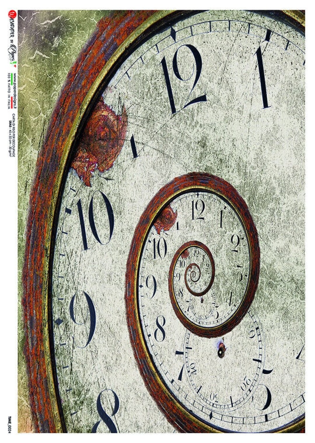 Paper Designs Washipaper Time 0024 Rice Paper Decoupage A4 for DIY ...