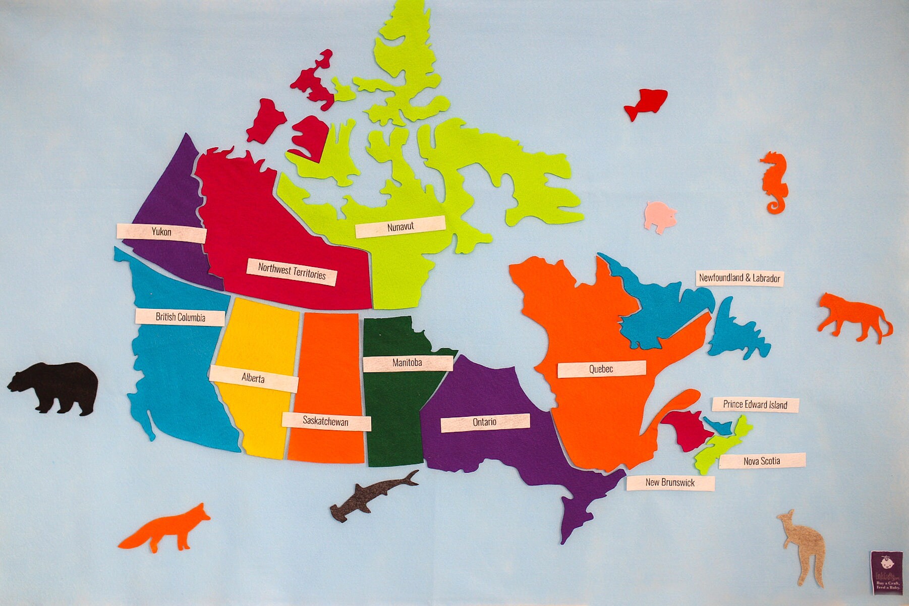 Kids Felt Canada Map Montessori Map Montessori Materials | Etsy Canada