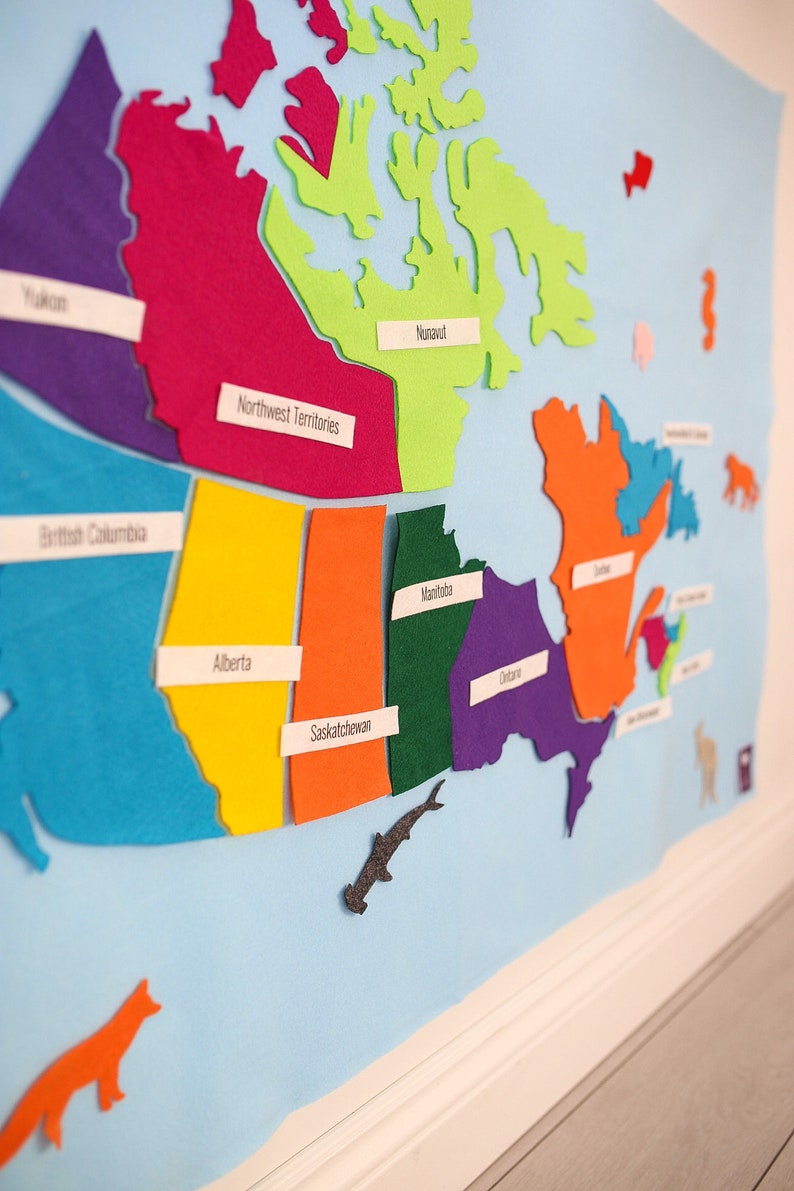 Kids Felt Canada Map Montessori Map Montessori Materials - Etsy