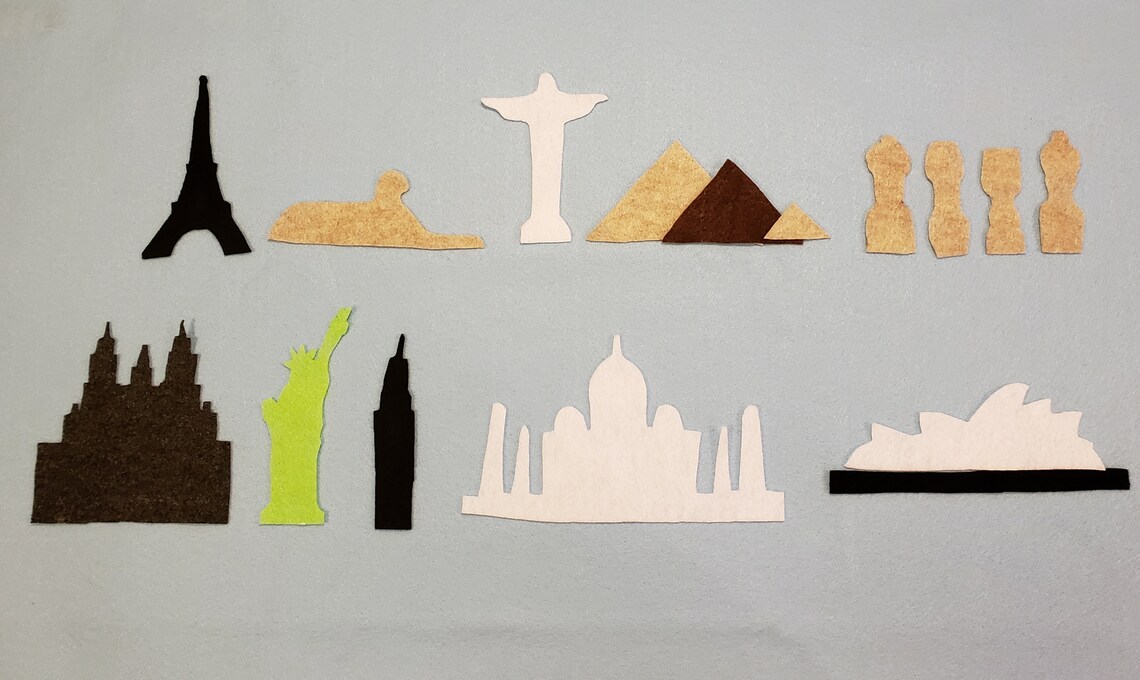 Felt Wall Add-on: Landmarks for Continents // Felt Wall World | Etsy