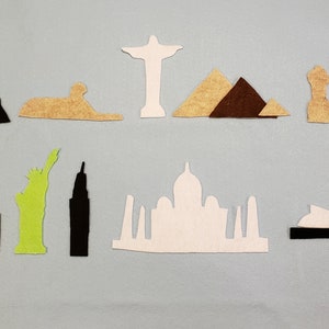Felt Wall Add-on: Landmarks for Continents // Felt Wall World Map ...