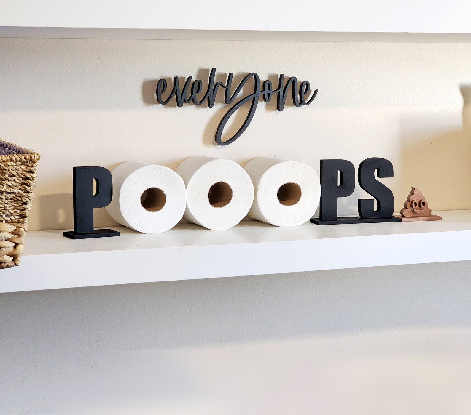 Everyone Poops Toilet Paper Holder Shelf // Funny Bathroom Humor Decor ...