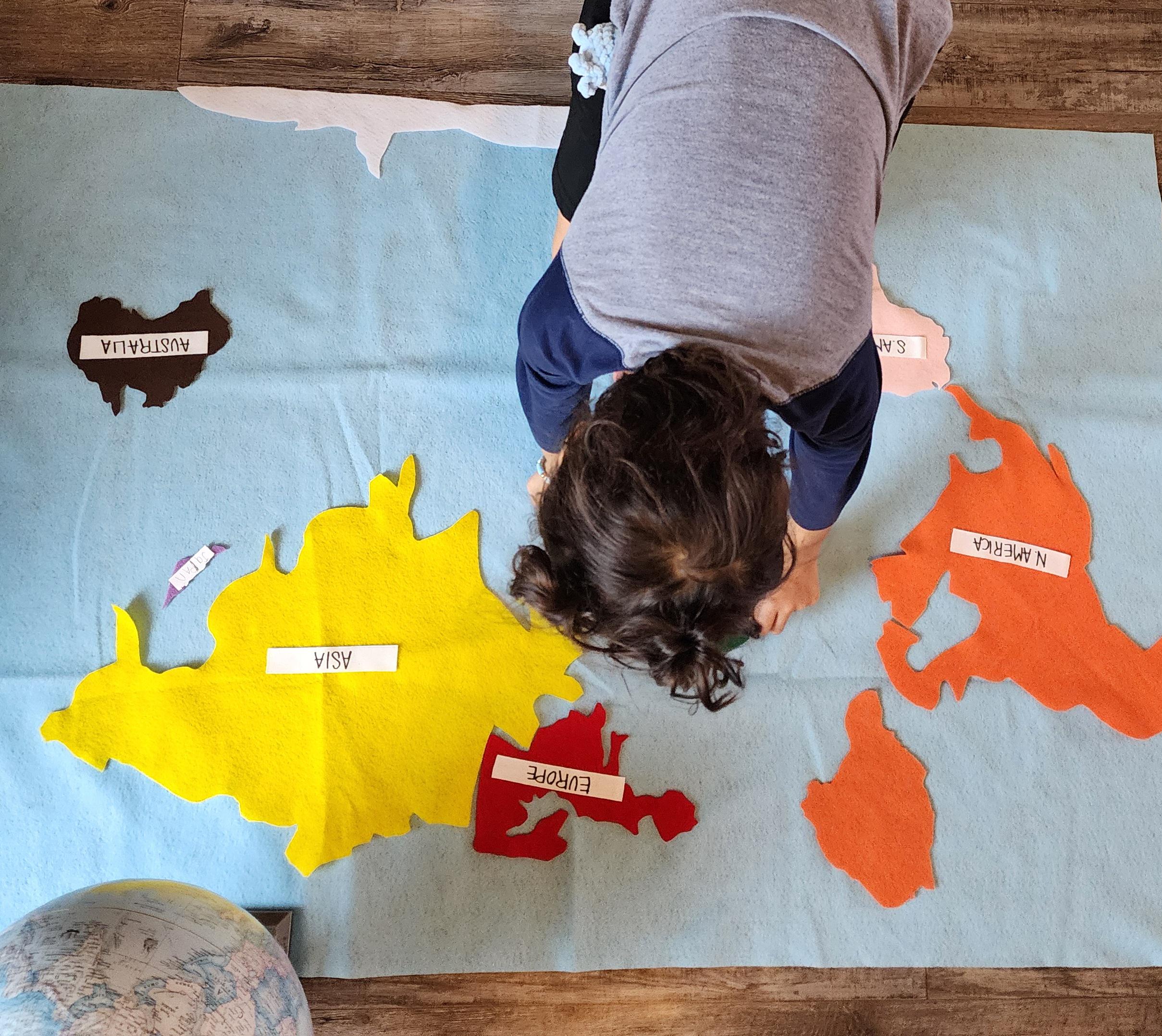 Felt World Map Wall Hanging: Montessori Continent Learning ...