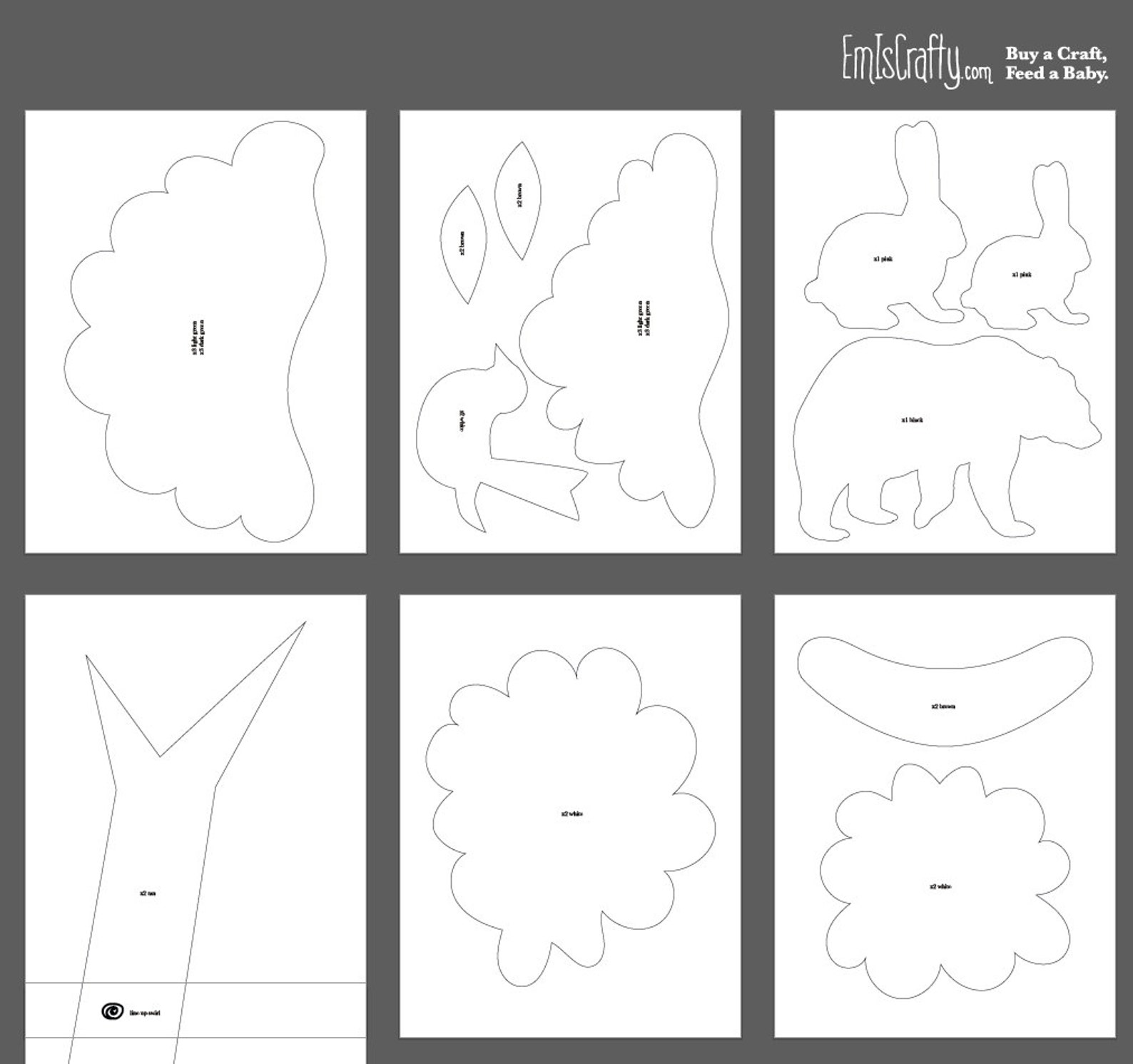 Printable Pattern for Felt Forest Wall. Over 30 Pieces. | Etsy