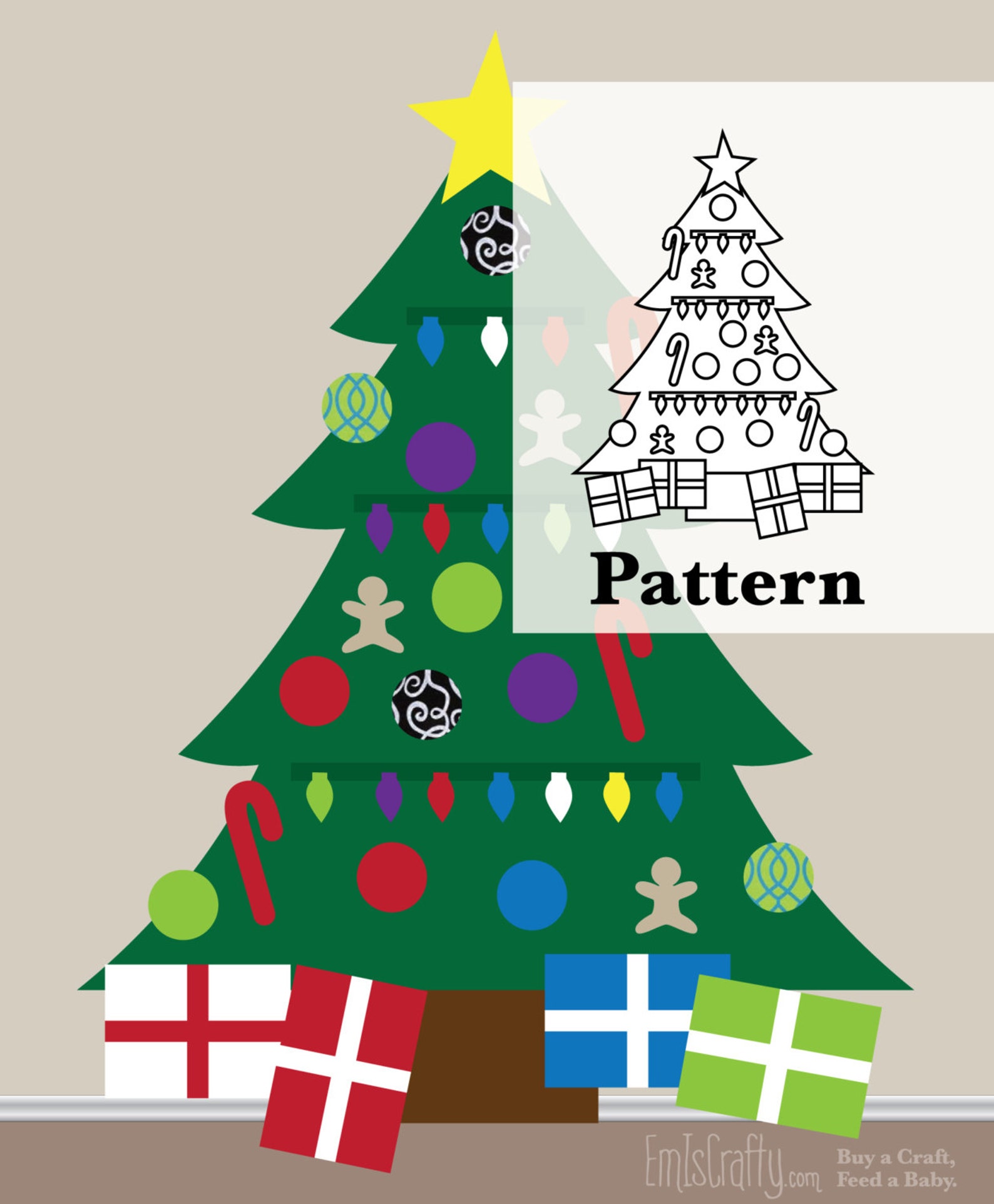 DIY Pattern for Christmas Felt Tree Kids Wall Activity. - Etsy