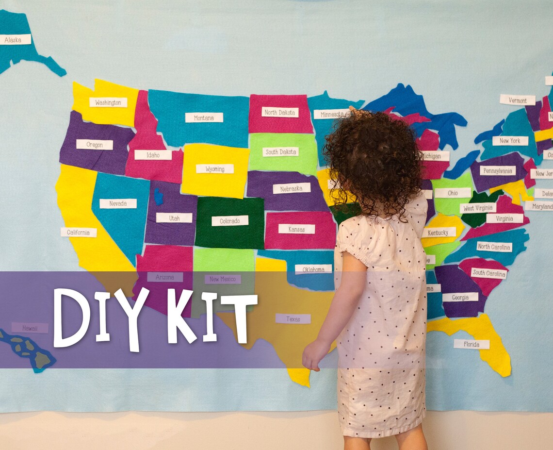 DIY Kit // United States Felt Map // Montessori USA States // Felt ...