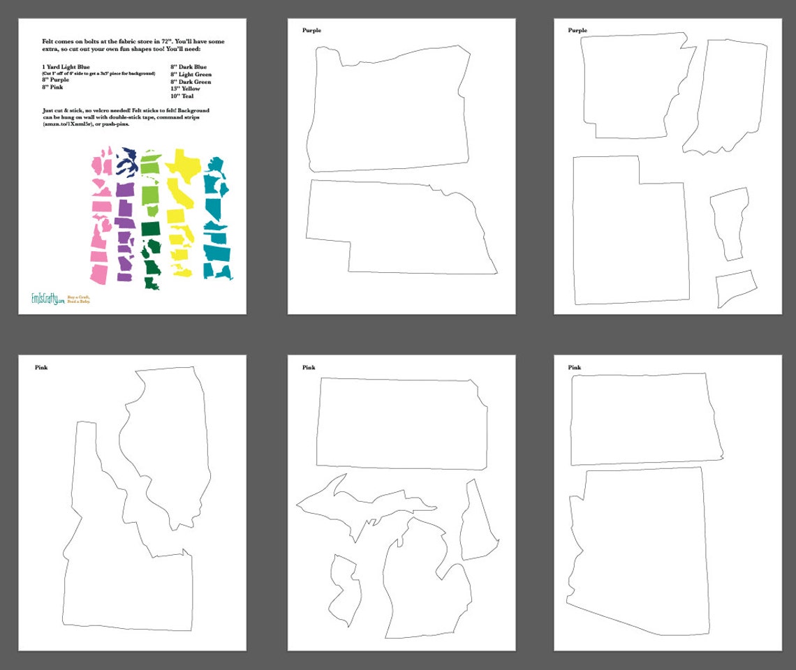 Pattern for United States Montessori Map - Interactive USA Activity for ...