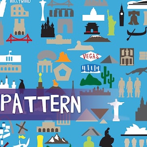 Pattern for Landmarks of the World // SVG PDF for Cricut or Silhouette ...