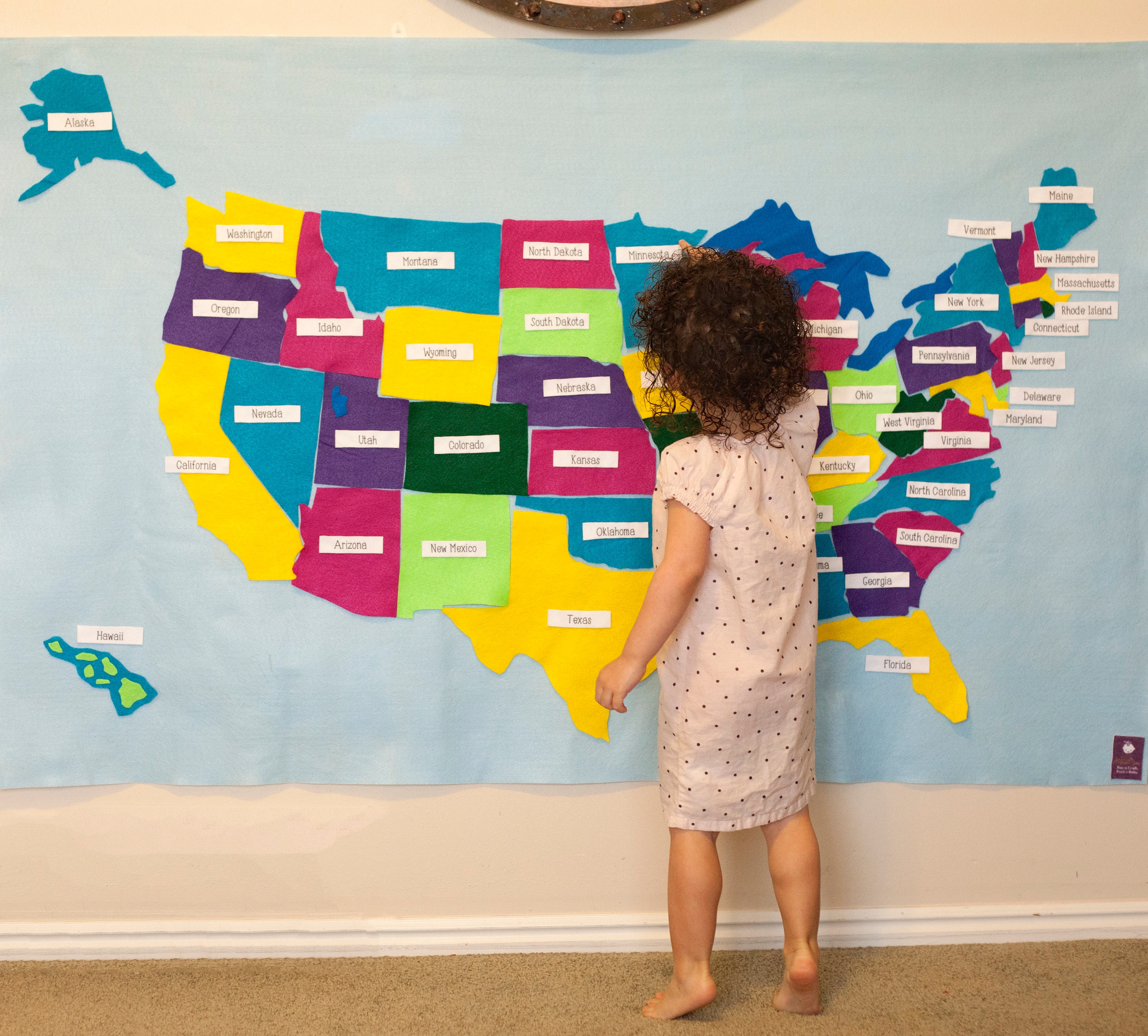 Montessori Kids Felt Map United States // USA Map Activity // US Felt ...