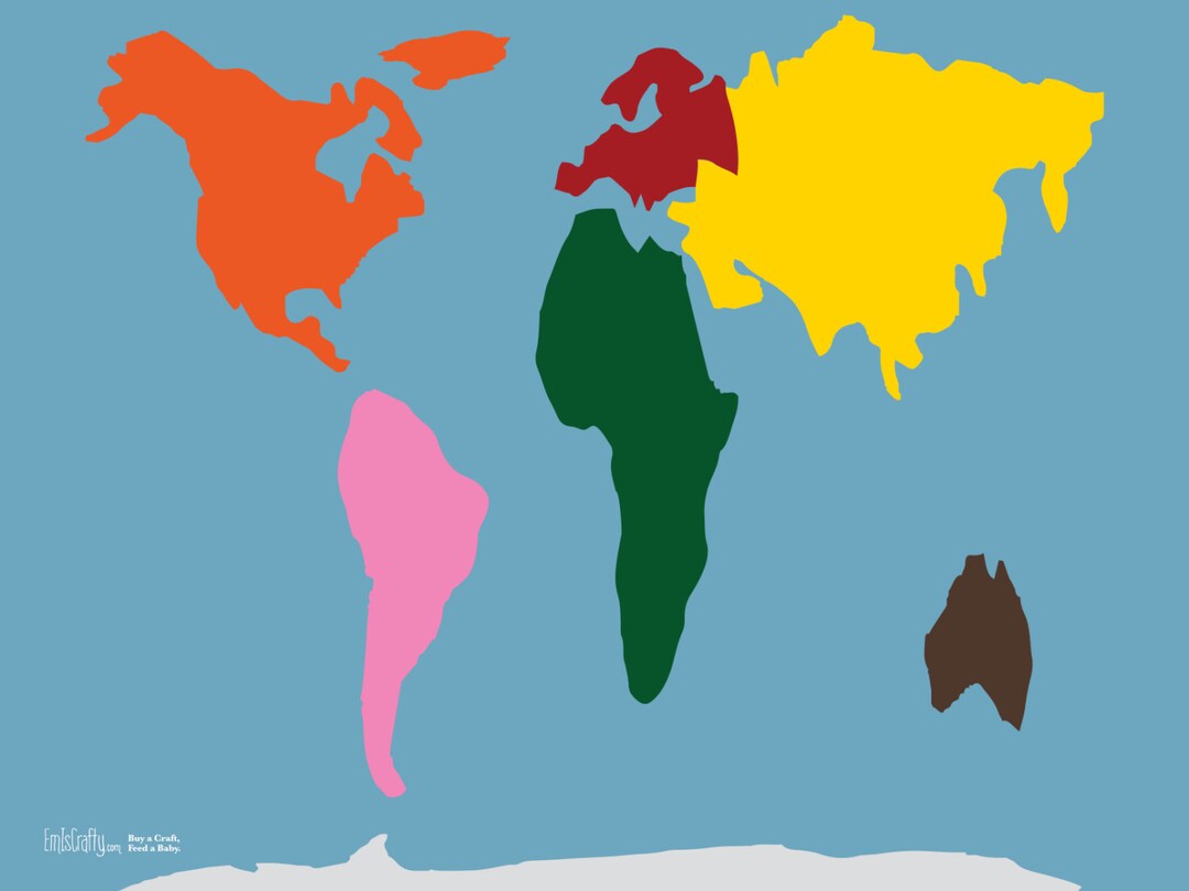 World Continent Map Pattern: Interactive Felt or Paper (3x5 Ft ...