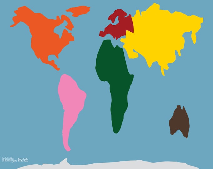 World Continent Map Pattern, Montessori Felt or Paper (SVG, Printable ...