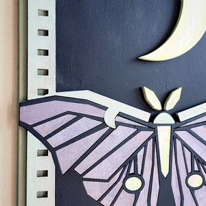 Moth Wall Decor Wood Sign // Mint Purple Muted Color Decorations ...