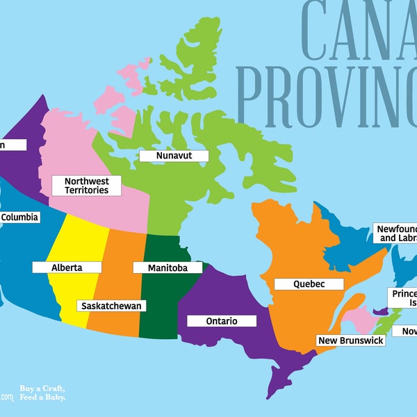 Canadian Provinces Printable Map - Etsy