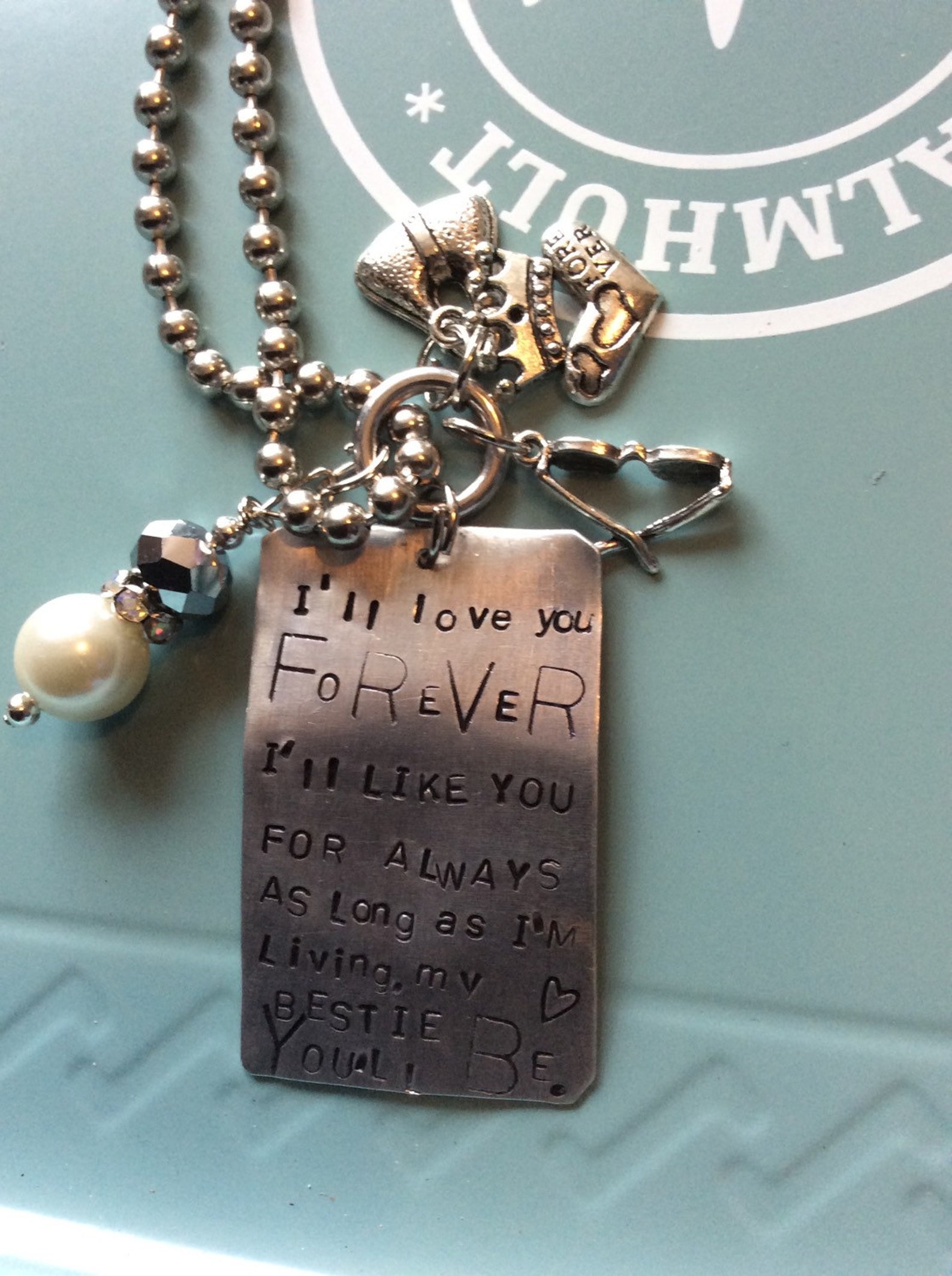 Love You Forever Stamped Metal Necklace - Etsy