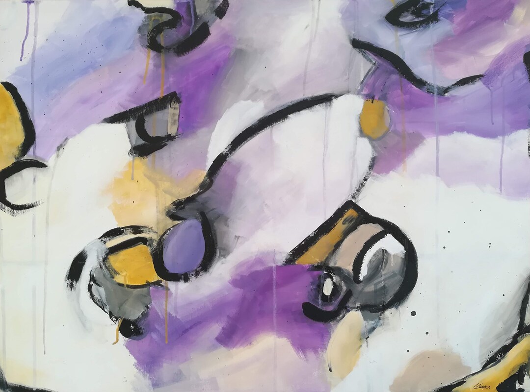 Neurodivergent Colourful Wall Art, Vibrant Purple Painting, Original ...