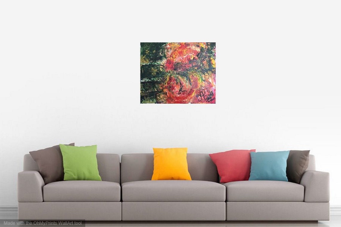 Neurodivergent Artwork, Acrylic Painting Gift, Red & Green Wall Decor ...