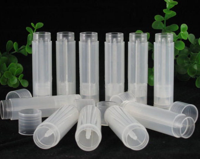 100 Empty LIP BALM Containers tubes & Caps Clear Transparent Free ...