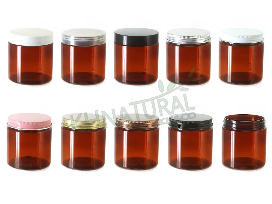 Pack of 4, 200ml / 7oz Amber PET Jars With Plastic or Metal Caps - Etsy