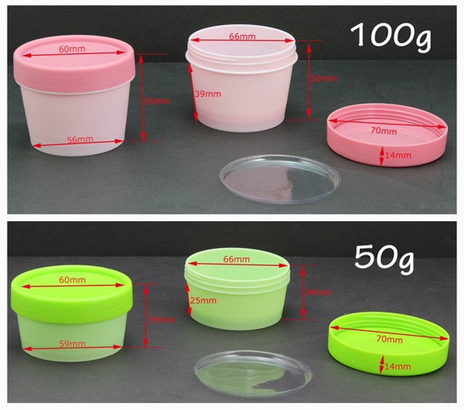 Free Shipping Empty Plastic Jars Pots Containers 50g / 100g - Etsy