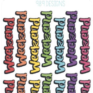 Cursive Weekend Stickers: Rainbow || Planner Stickers - Etsy