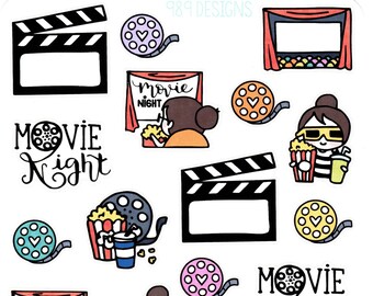 Movie Night Planner Stickers Movie Night Stickers Movie - Etsy