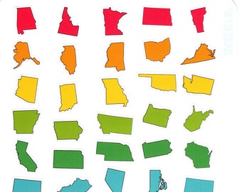 50 States Stickers - Etsy