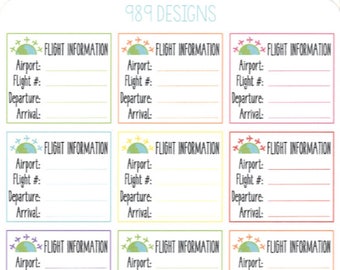 Travel Planner Stickers Printable Flight Time Airline Vacation - Etsy