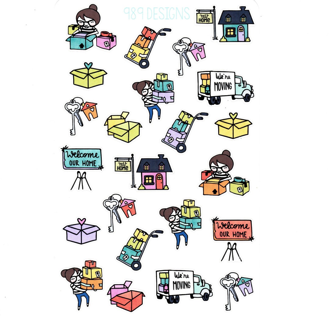 Lu Moves - Planner Stickers - Moving Planner Stickers - New Home ...