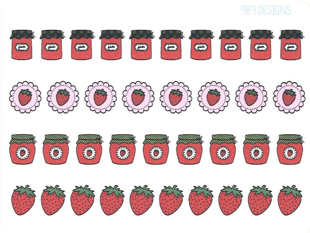 Strawberry Jam - Planner Stickers - Food Stickers - Canning Stickers ...