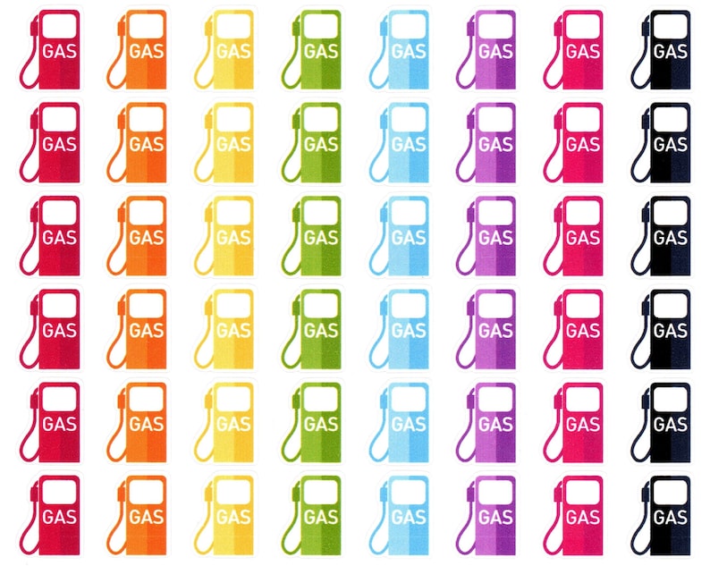 Gas Icon Planner Stickers (bright) - Planner Stickers - Gas Icons - Gas ...