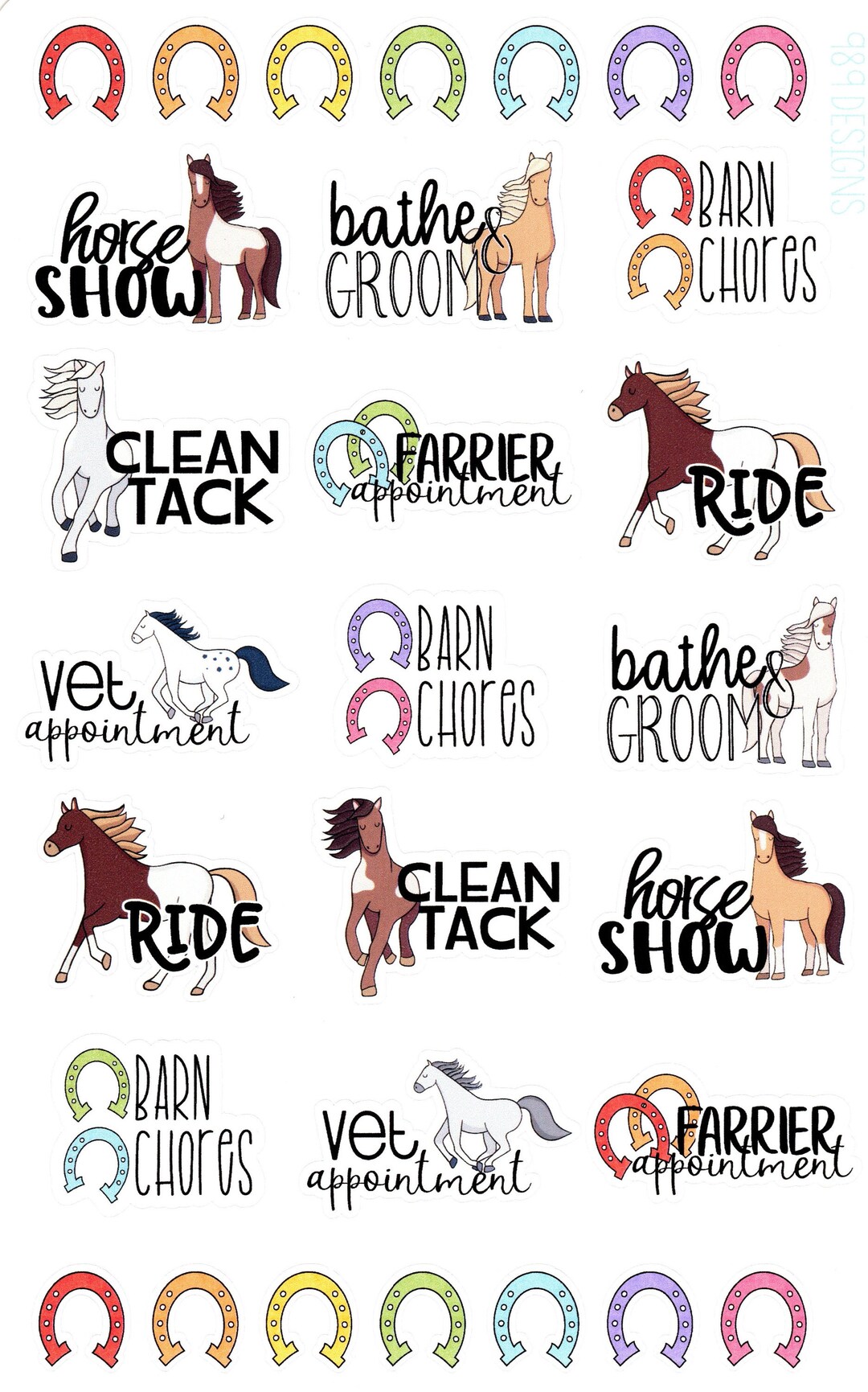 All About Horses - Planner Stickers - Horse Planner Stickers - Animal ...