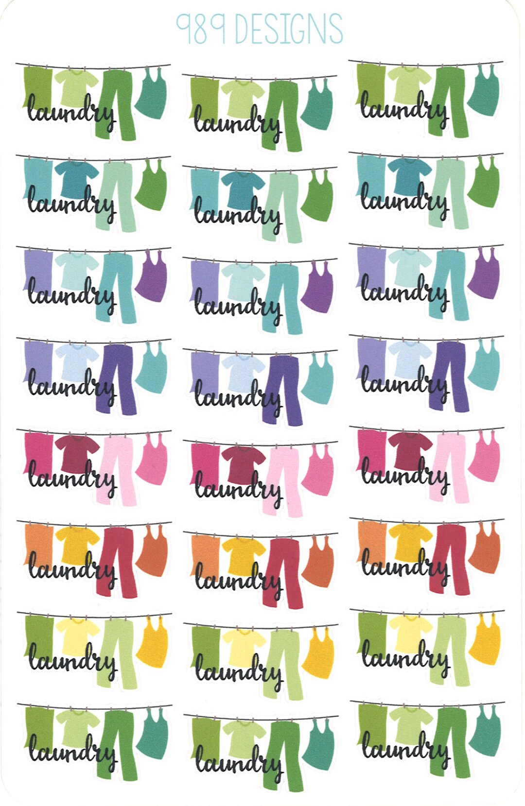 Laundry on a Line Stickers - Planner Stickers - Laundry Stickers ...