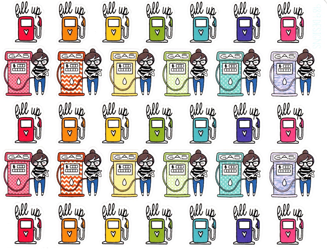 Lu Fills Up- Gas Pump Stickers || Planner Stickers - Etsy